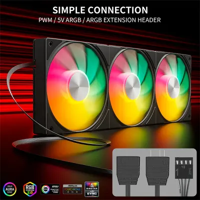 upHere U3KC3 ARGB All-in-One Casing Fan - Black Price in BD